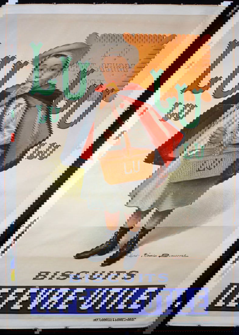 Original Vintage Ca. 1910s French Lu Lu Biscuits Poster Auction