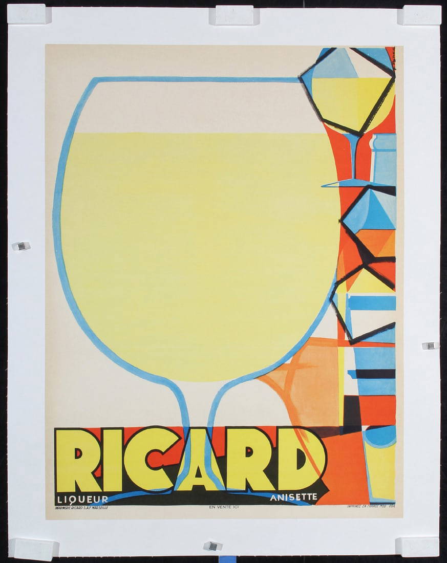 Original Vintage 1950s French Ricard Liquor Poster Auction