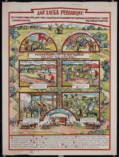 Original 1920 Russian Propaganda Poster Pig Trained In