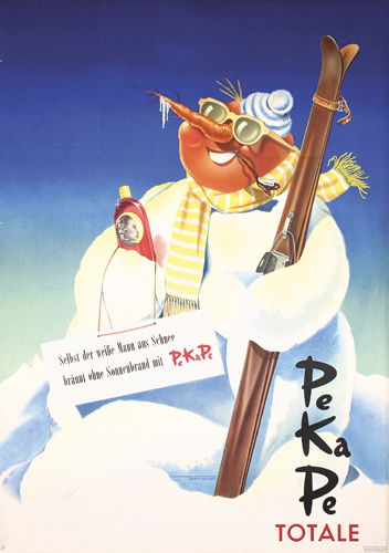 39: STUNNING Snowman Sun Tan Lotion Poster