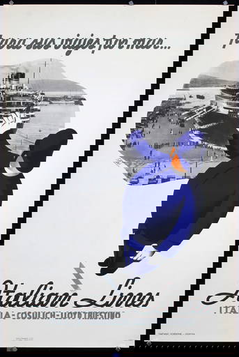 Original Ca. 1930s Italian Lines Ship Travel Poster