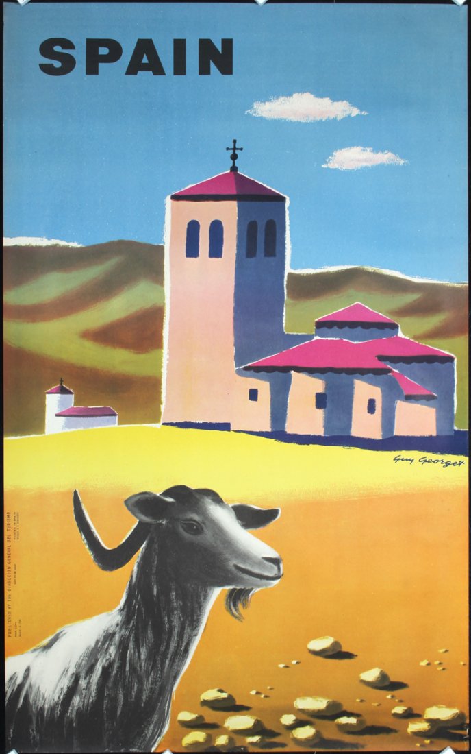 Original 1950s GUY GEORGET Vintage Spain Travel Poster