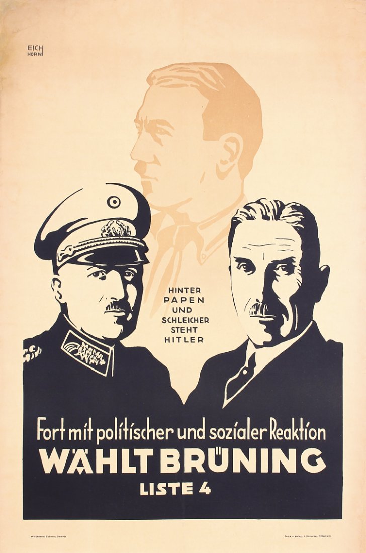 Rare Original 1932 German Anti-Hitler Election Poster