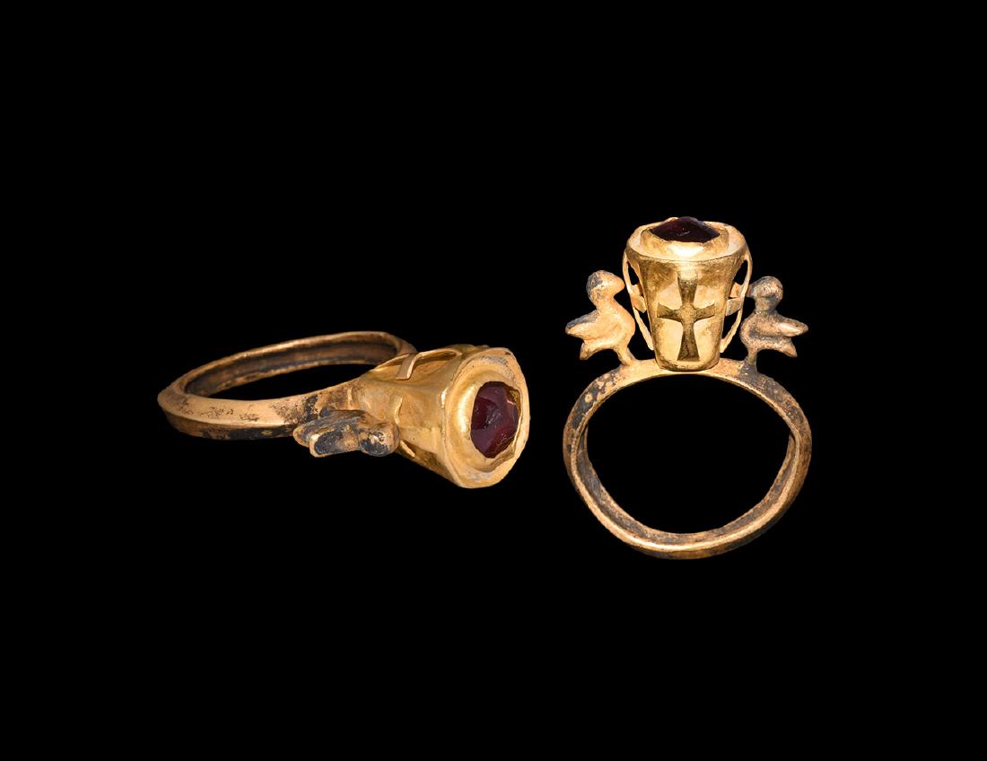 Medieval Crusader Gold Ring with Turret