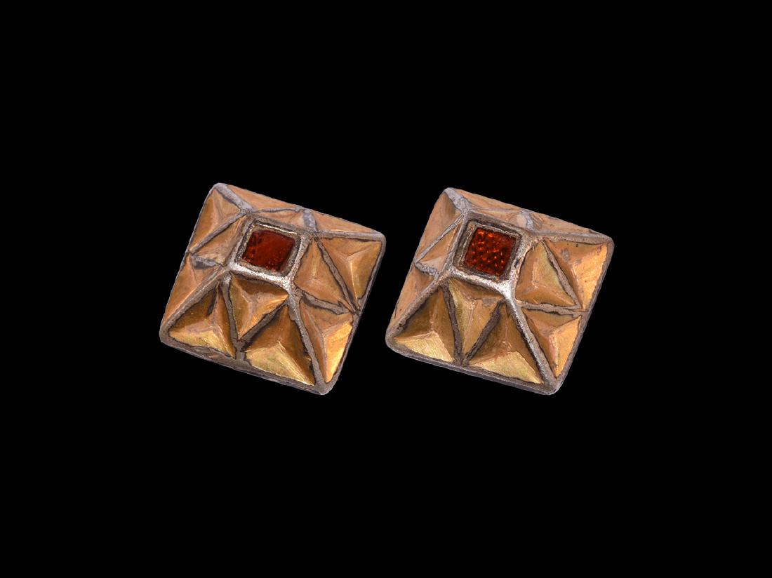 Gilt Silver Sword Scabbard Pyramid Mount Pair