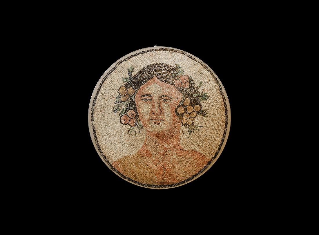 Roman Head of Bacchus Mosaic Panel