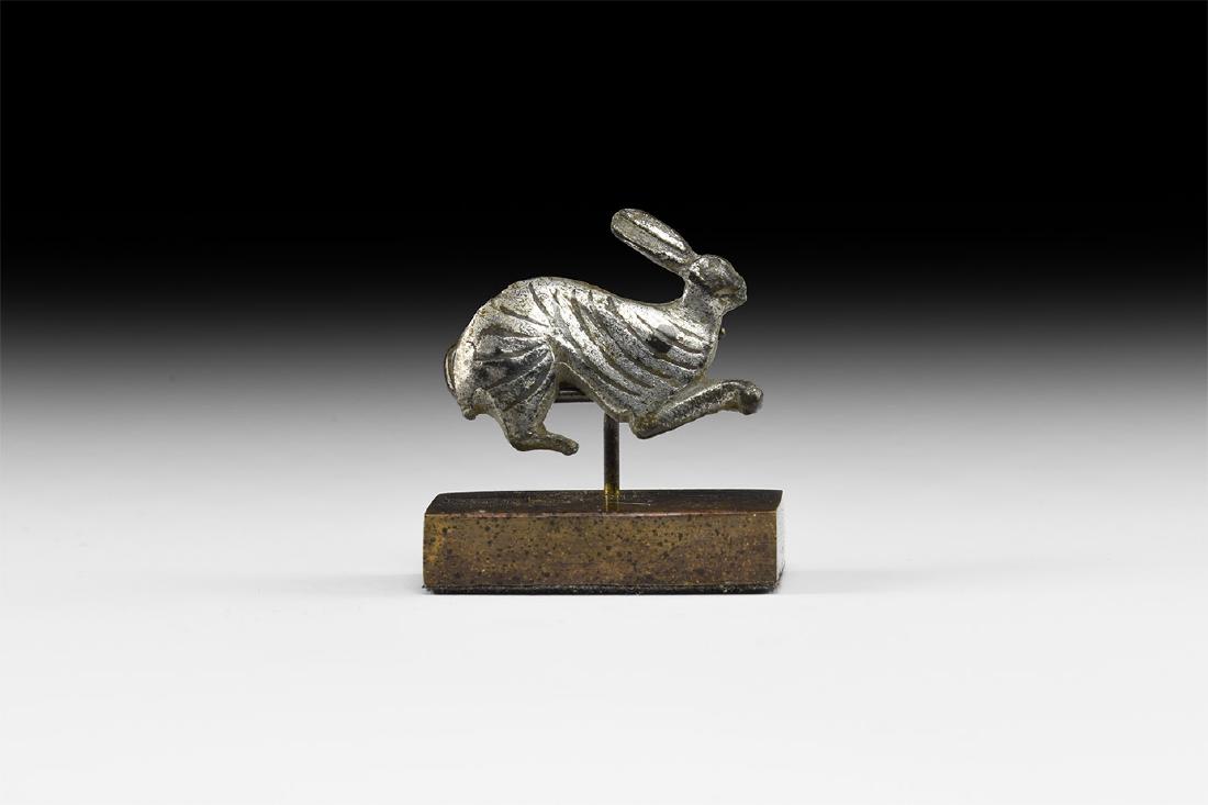 Roman Silvered Rabbit Brooch with Stand