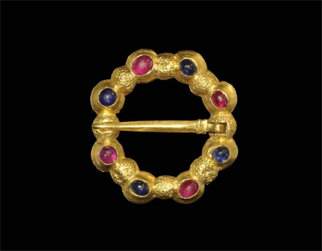 Medieval Gold Jewelled Annular Brooch