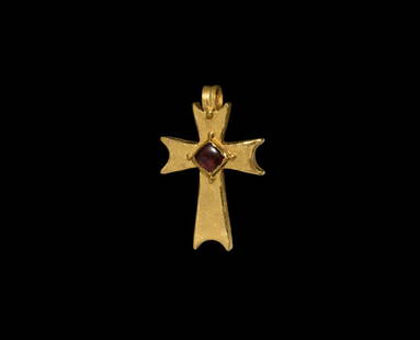 Medieval Gold Pectoral Cross With Ruby