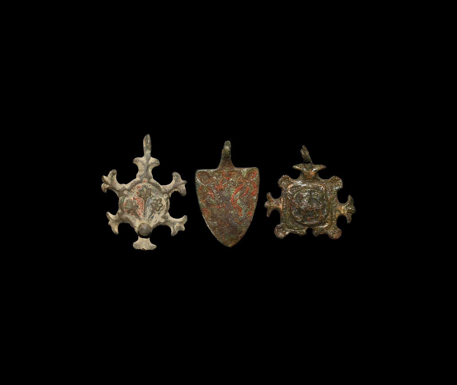 Medieval Heraldic Horse Harness Pendant Group