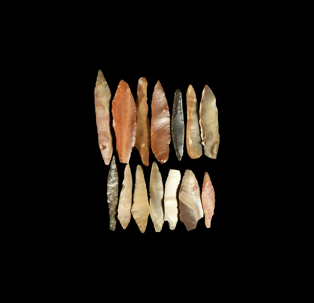 Stone Age Projectile Point And Arrowhead Group