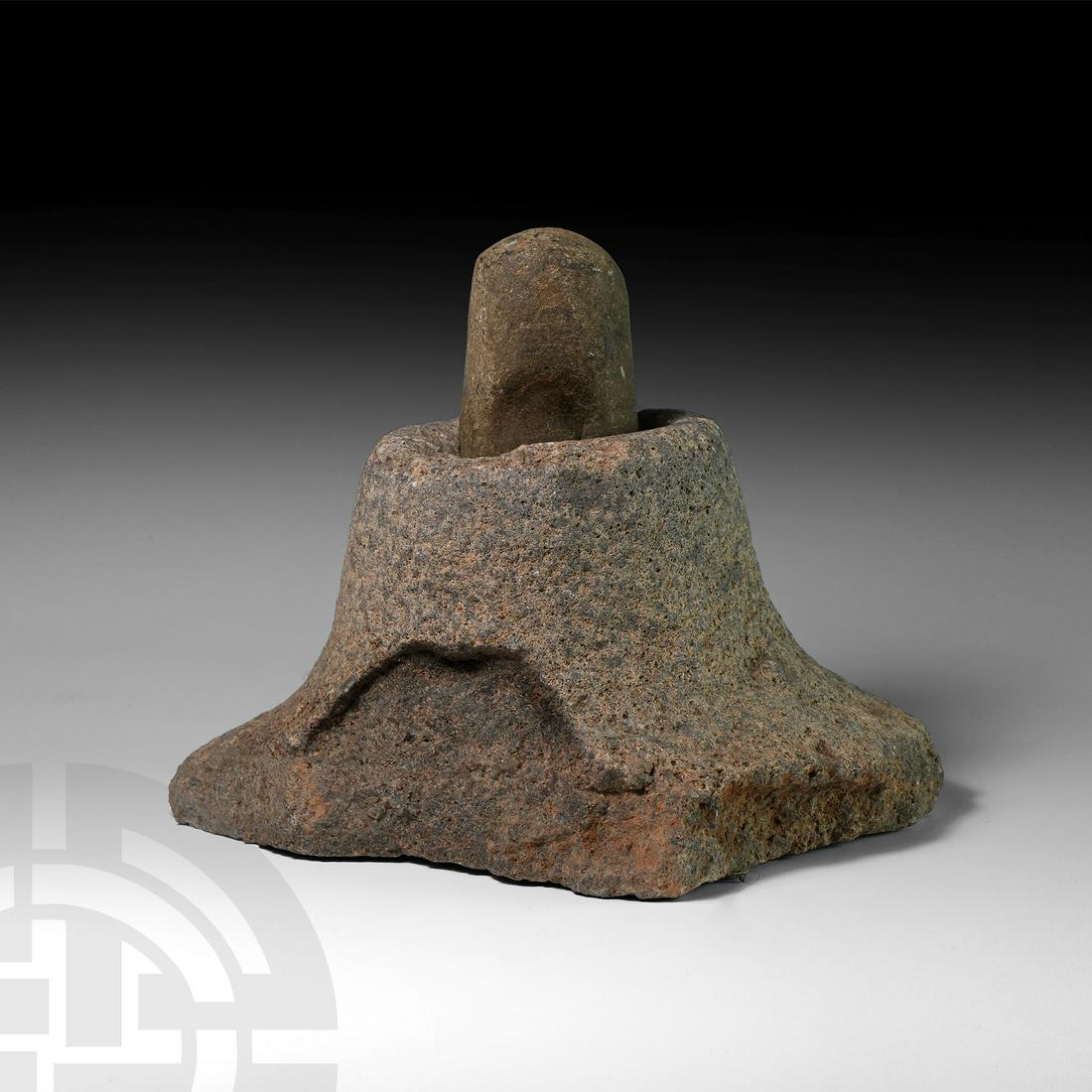 Stone Age Neolithic Quern Stone And Pounder