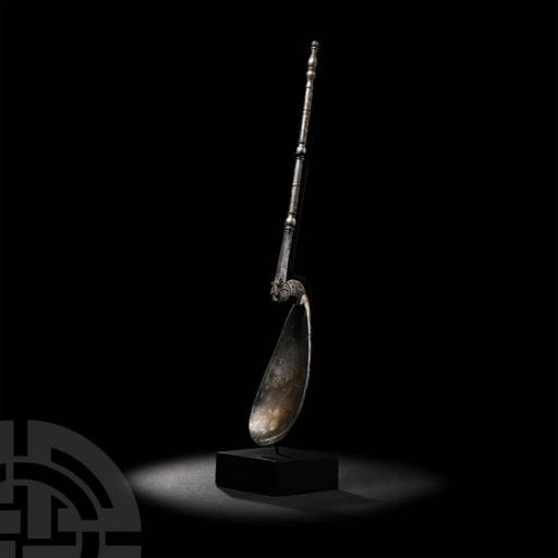 Late Roman Silver Spoon With Lion