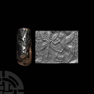 Modern Replica Of Sumerian Cylinder Seal Impression Master Of Animals Scene