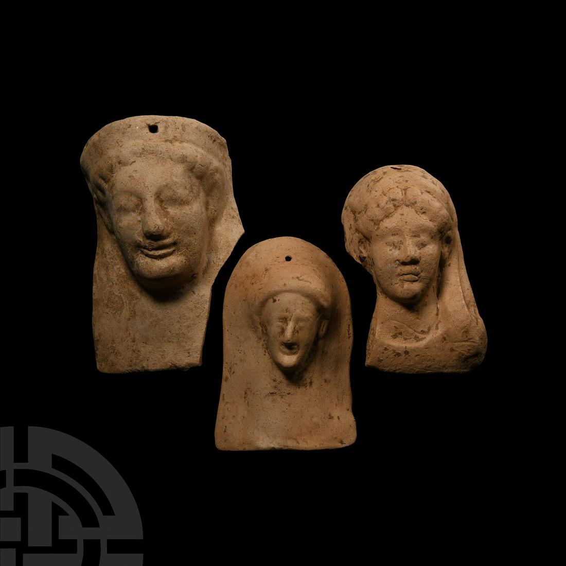 Greek Terracotta Protome Mask Collection Auction