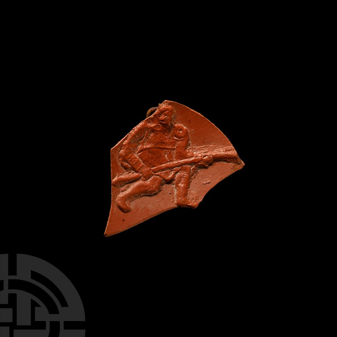 Roman Redware Sherd With Venator Gladiator Auction
