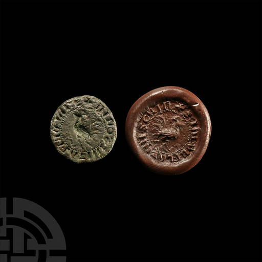Medieval 'the Rodings' Bronze Seal Matrix With Cockerel