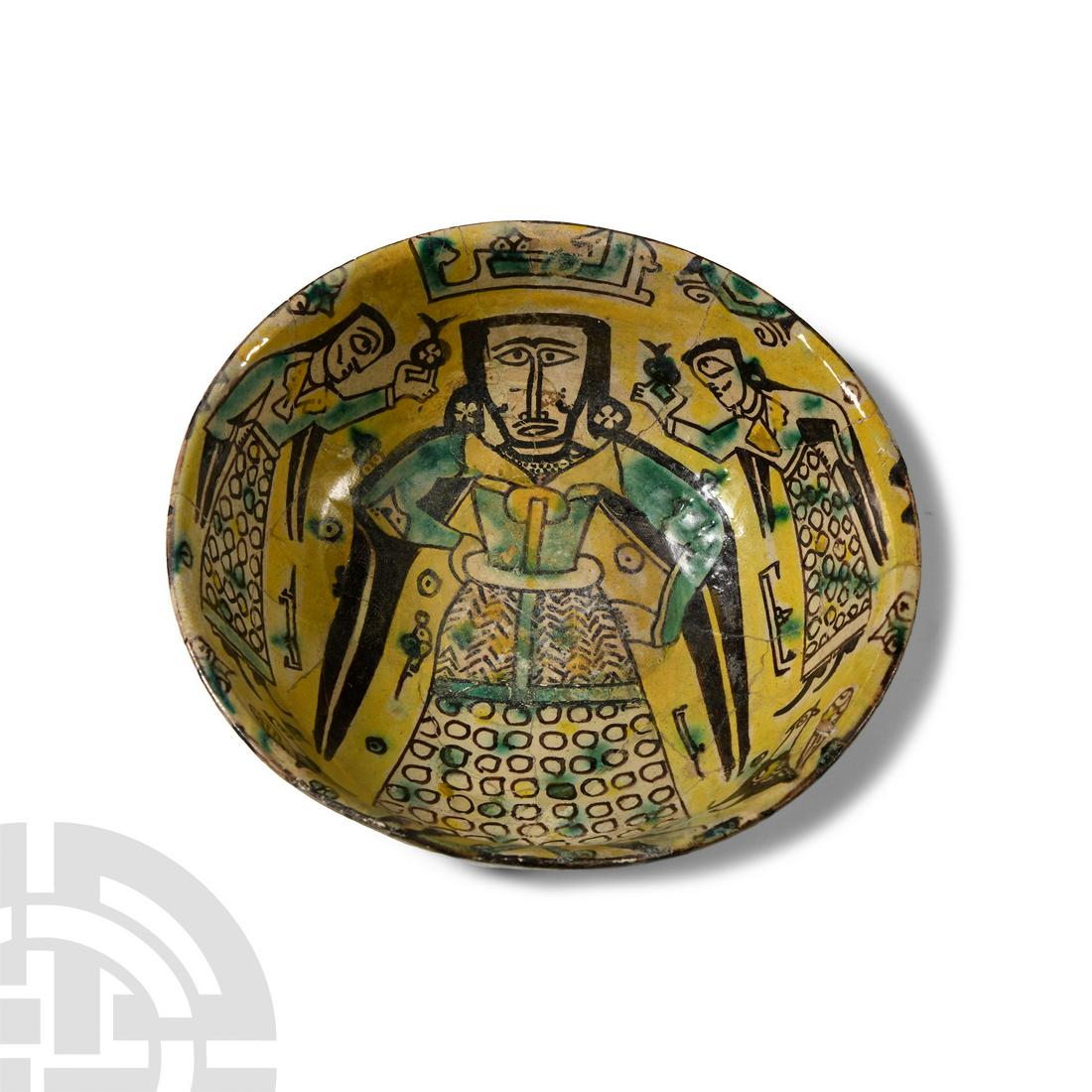 Nishapur Style Buff Ware Bowl With Figure Auction