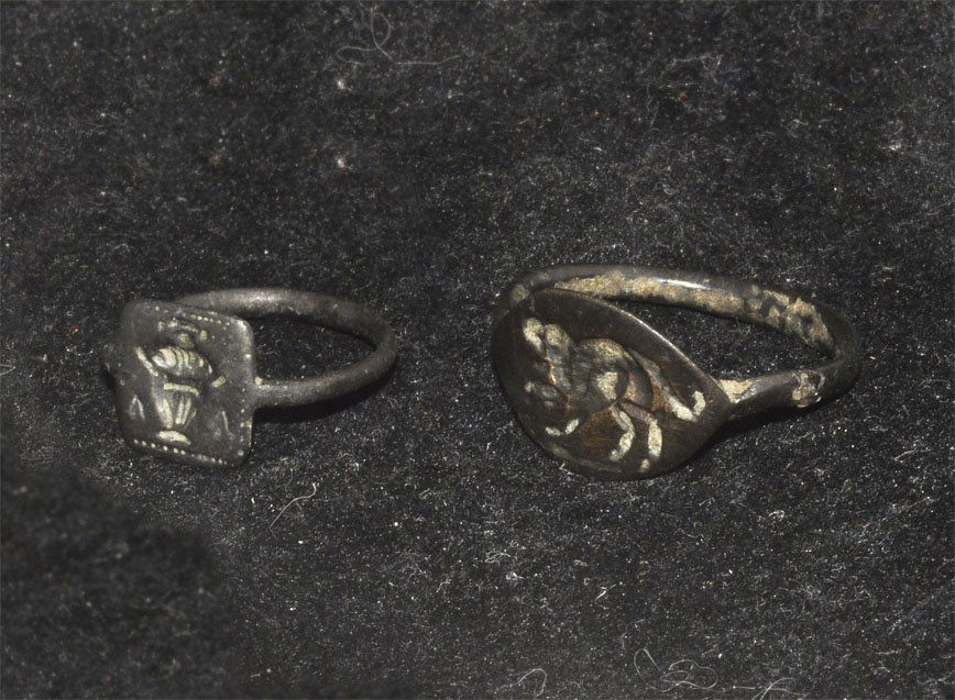 Greek Bronze Seal Finger Ring Group