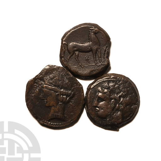 Ancient Greek Coins Carthage Second Punic War Ae Shekel Group [3]