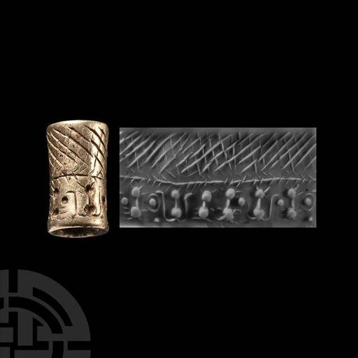 Mesopotamian Silver Cylinder Seal With Two Registers