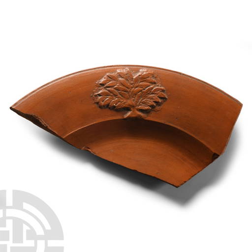 Roman Redware Pottery Sherd With Olive Tree