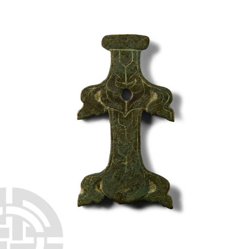 Late Anglo Saxon Enamelled Bronze Mount With Dragon Heads