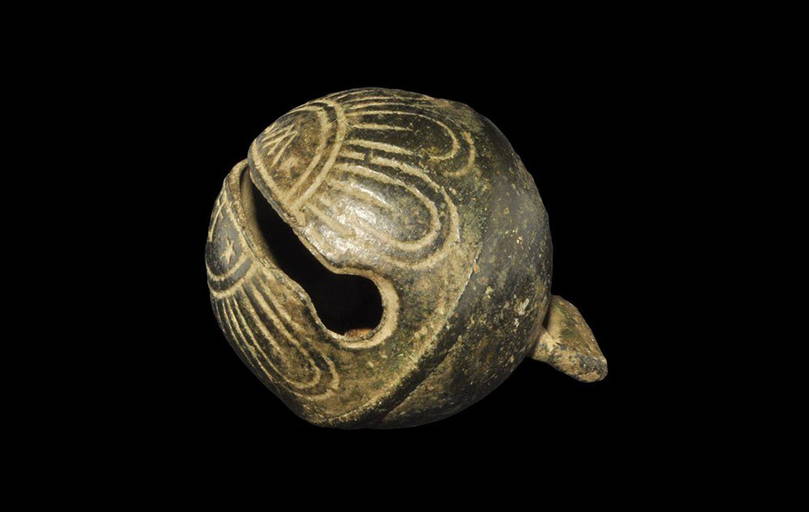 Medieval Large Bronze Epigraphic Crotal Bell