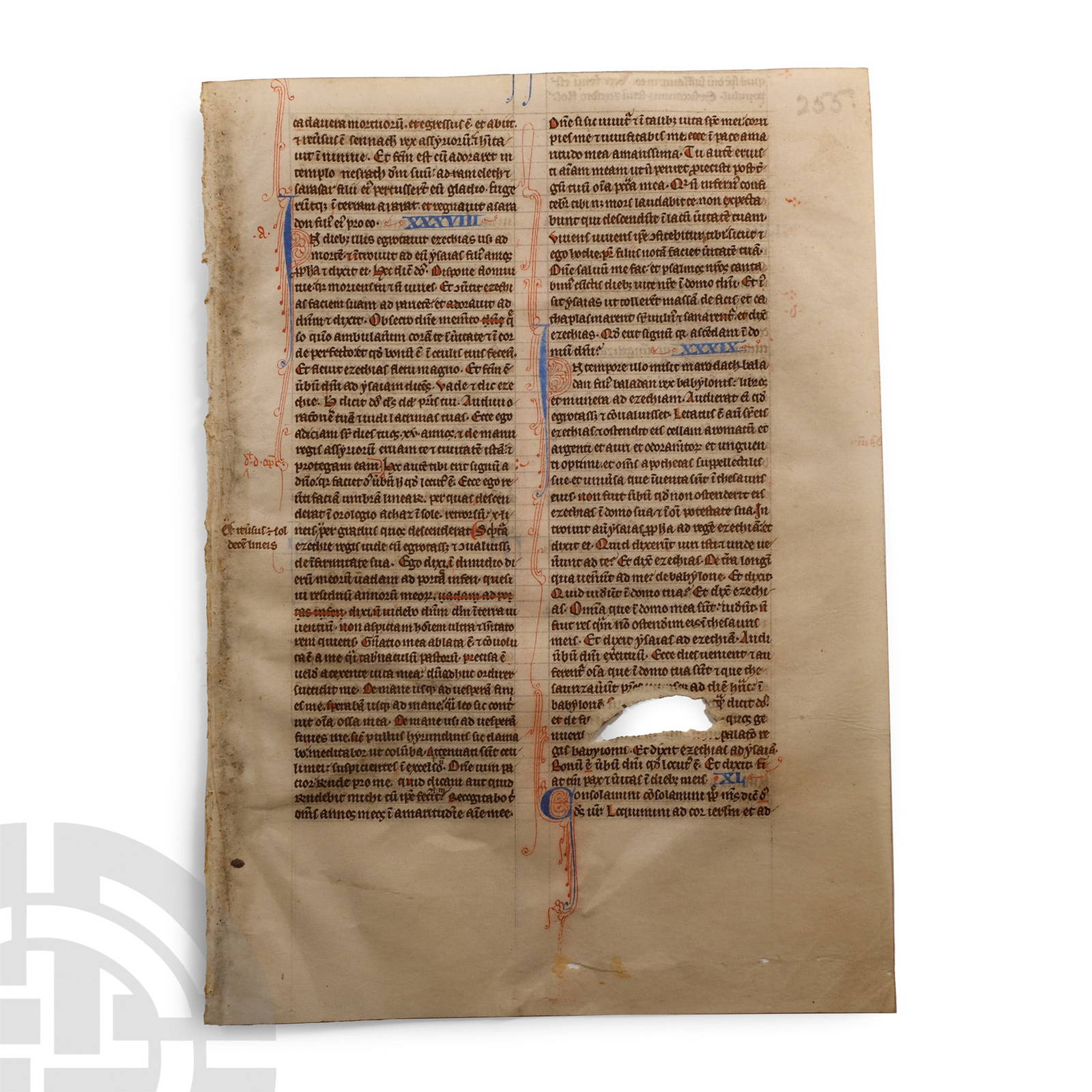 Medieval English Vellum Bible Manuscript Page Auction