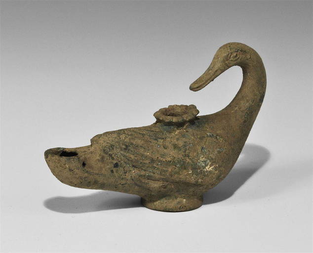 Roman Bronze Swan Oil Lamp