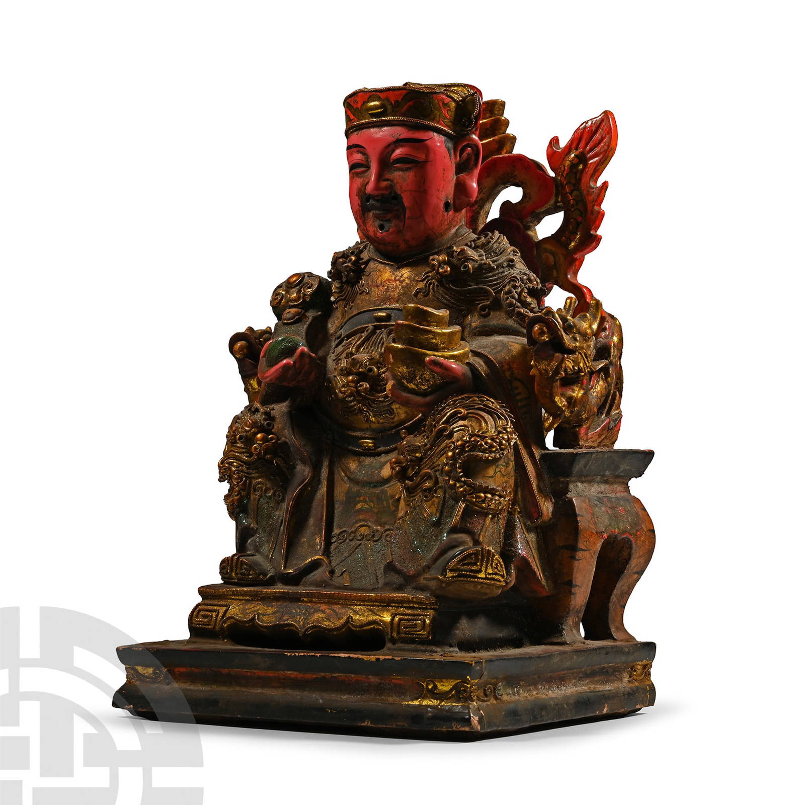 Chinese Gilded Wooden Temple Figure Auction