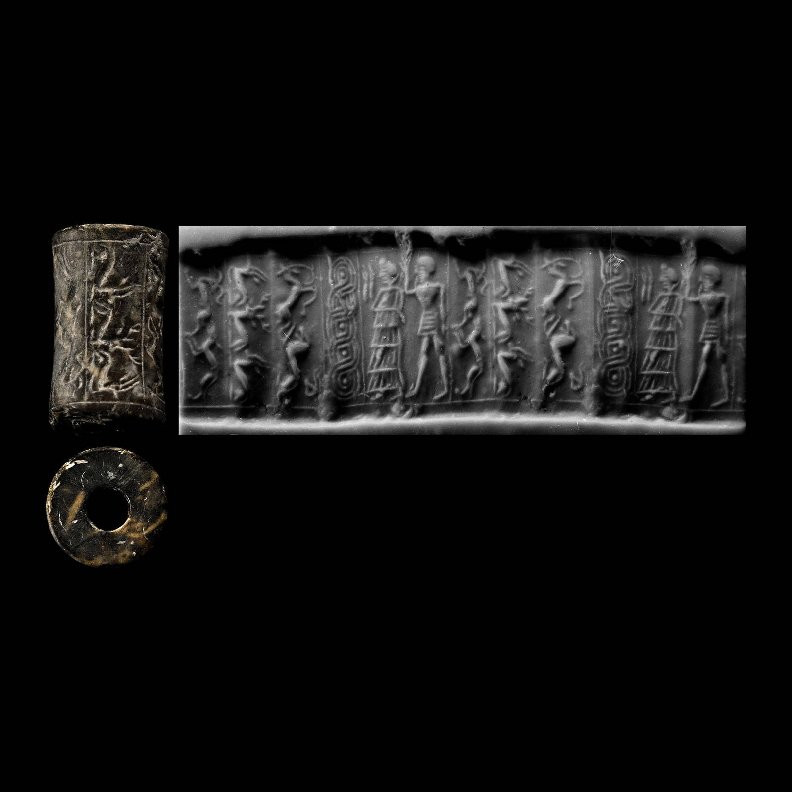 Syrian Stone Cylinder Seal With Figure Wearing Kilt Auction