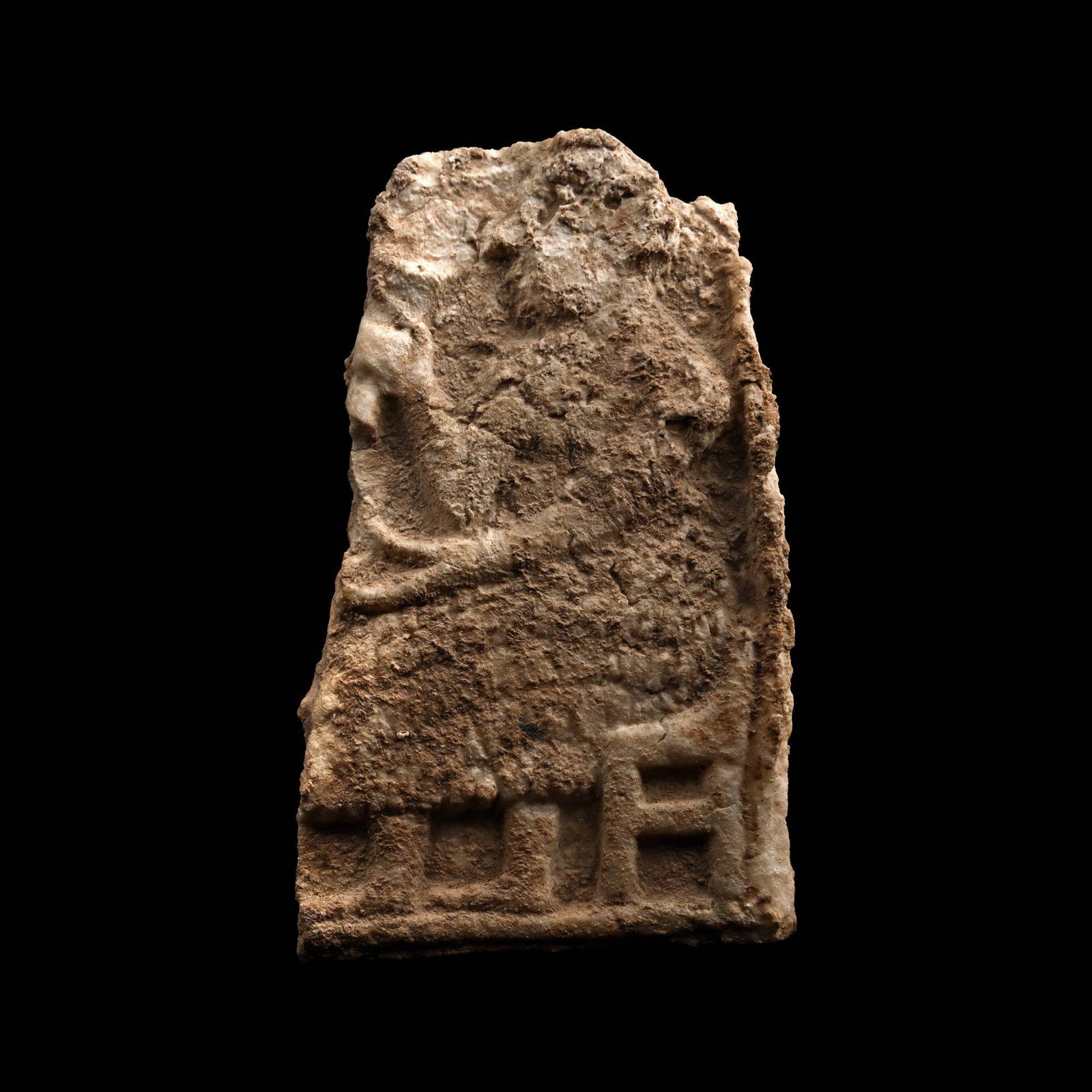 Sumerian Alabaster Plaque With Seated Man Auction