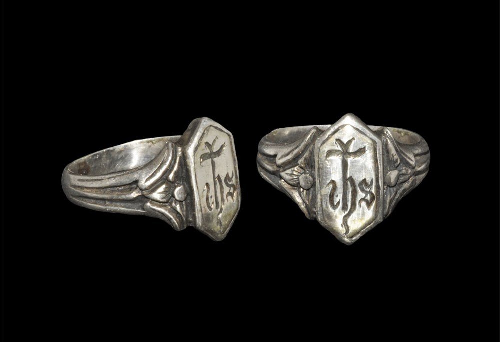 Post Medieval Silver IHS Ring