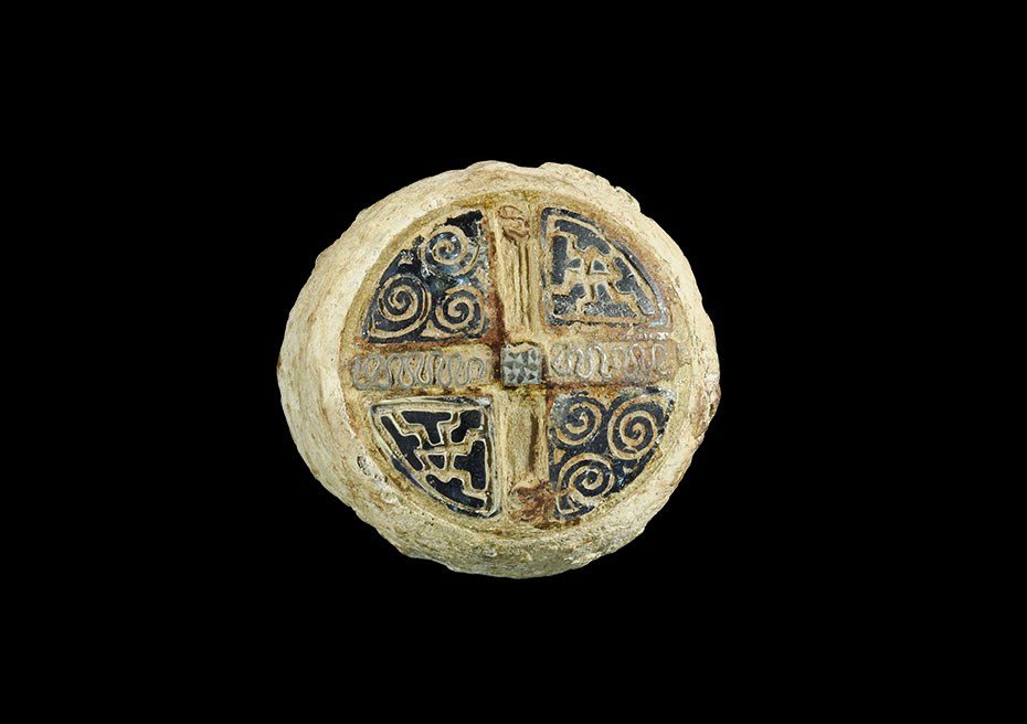 Viking Weight with Niello and Glass Inlays