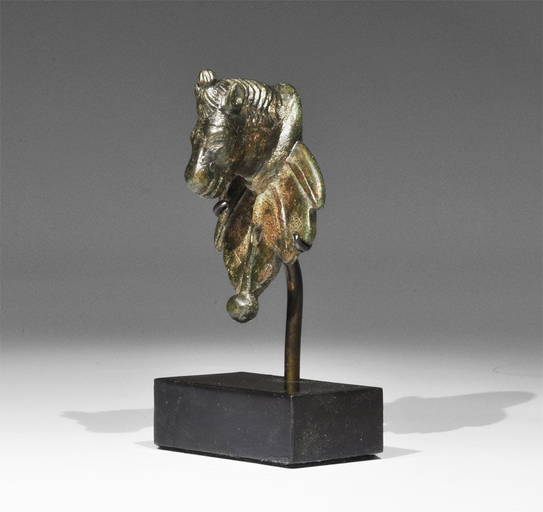 Roman Bronze Horse Head Bowl Mount