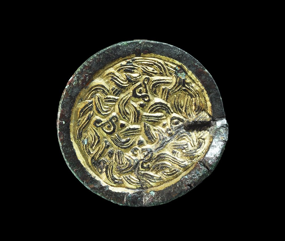 Anglo-Saxon Bronze Parcel-Gilt Harness Mount