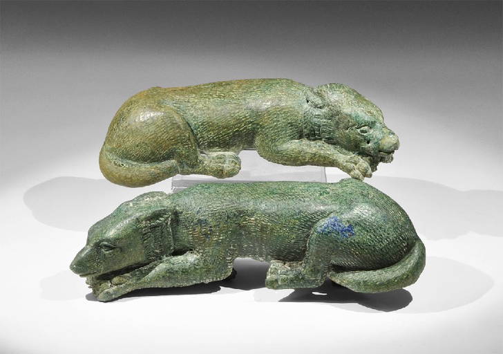 Roman Bronze Hunting Dog Chariot Fitting Pair
