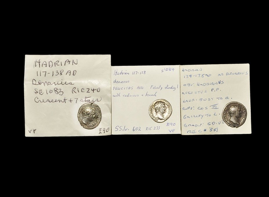 Ancient Roman Imperial Coins Hadrian Denarii Group