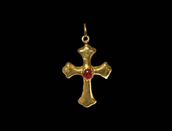 Medieval Gold Pectoral Cross With Ruby