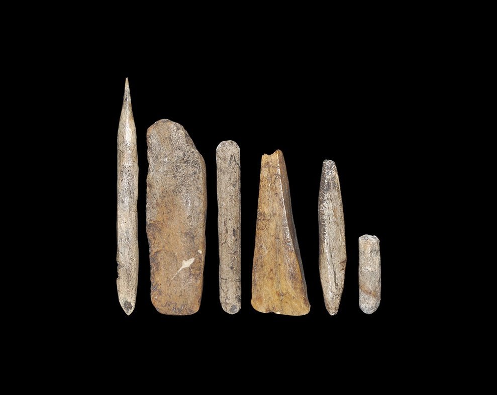 Stone Age Bone Awl and Implement Group
