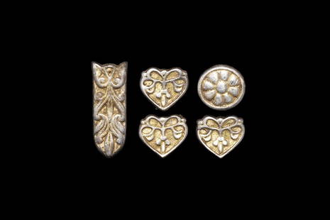 Medieval Gilt Mount And Buckle Group