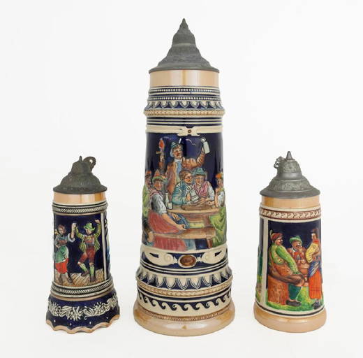 Three Assorted German Beer Steins