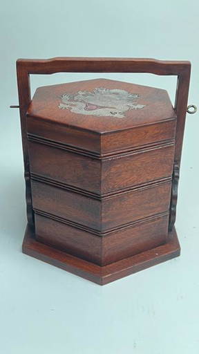 Chinese Tiered Hexagonal Wooden Box