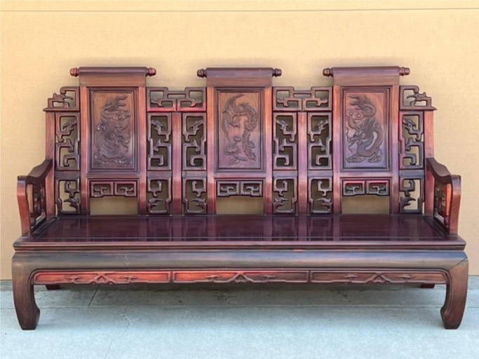 Chinese Carved Wooden Long Chair