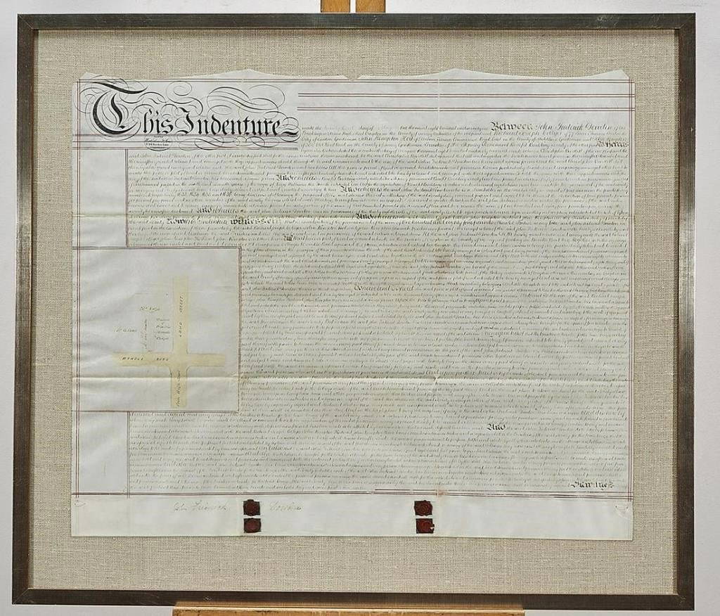 Large Antique Framed British Indenture Document Auction