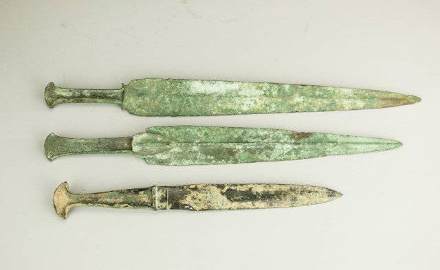 Three Antique Bronze Lustrian Persian Swords