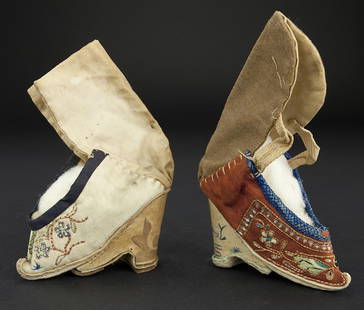 Antique Chinese Silk Bound Feet Lotus Shoes
