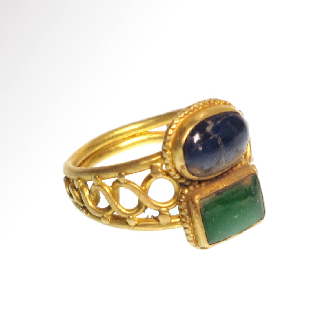 Medieval Gold, Sapphire and Emerald Ring