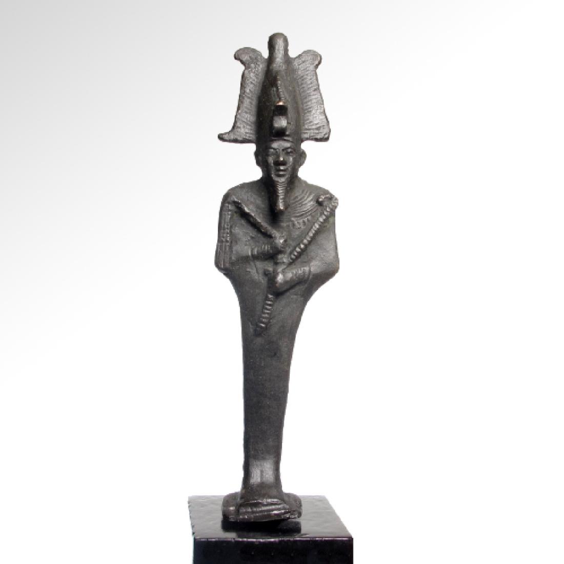Egyptian Figure of Osiris wearing the Plumed Atef Crown